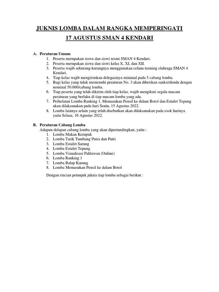 Juknis Lomba 17 Agustus | PDF