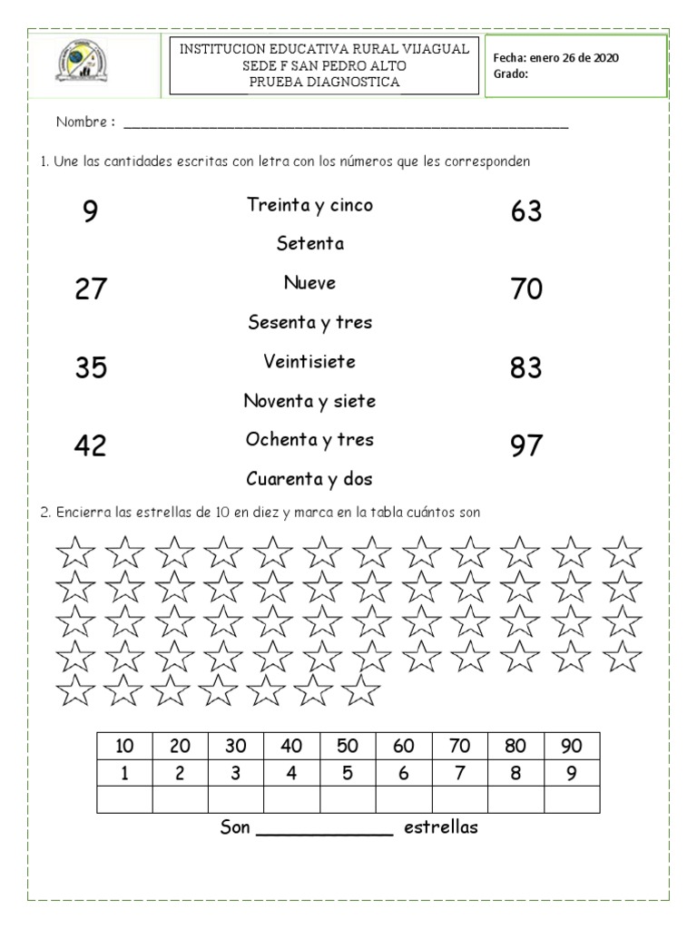 Prueba Diagnostica Grado Segundo Mate | PDF