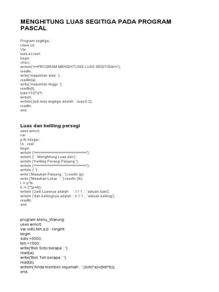 Contoh Program Pascal | PDF