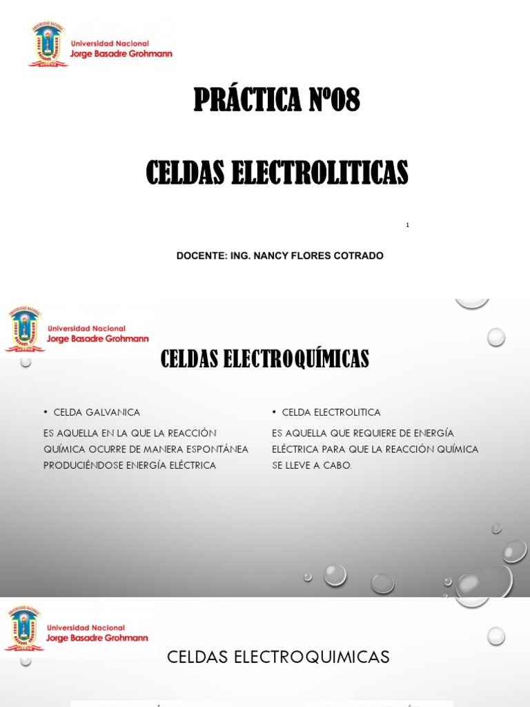 Practica Nº08 Celdas Electroliticas | PDF | Redox | Electrodo