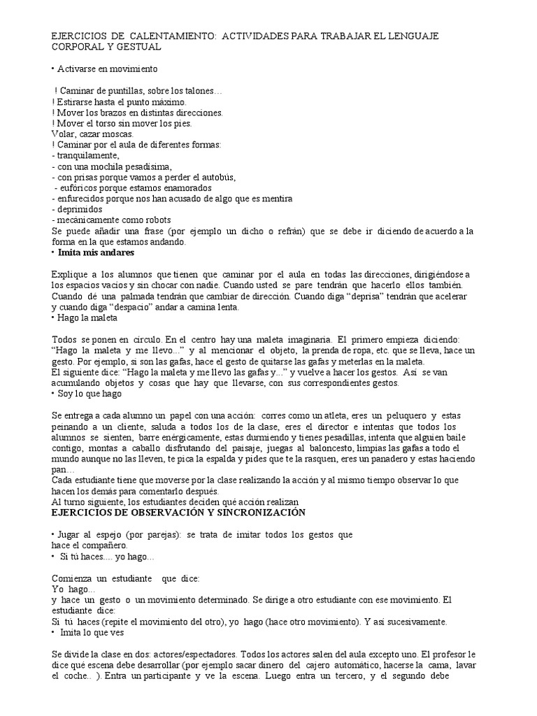 Ejercicios de Calentamiento | PDF