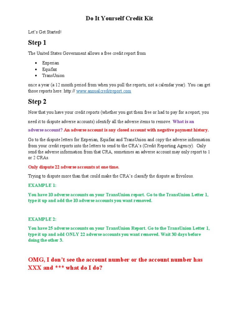 Credit Repair Instructions | PDF | Credit History | Credit Score