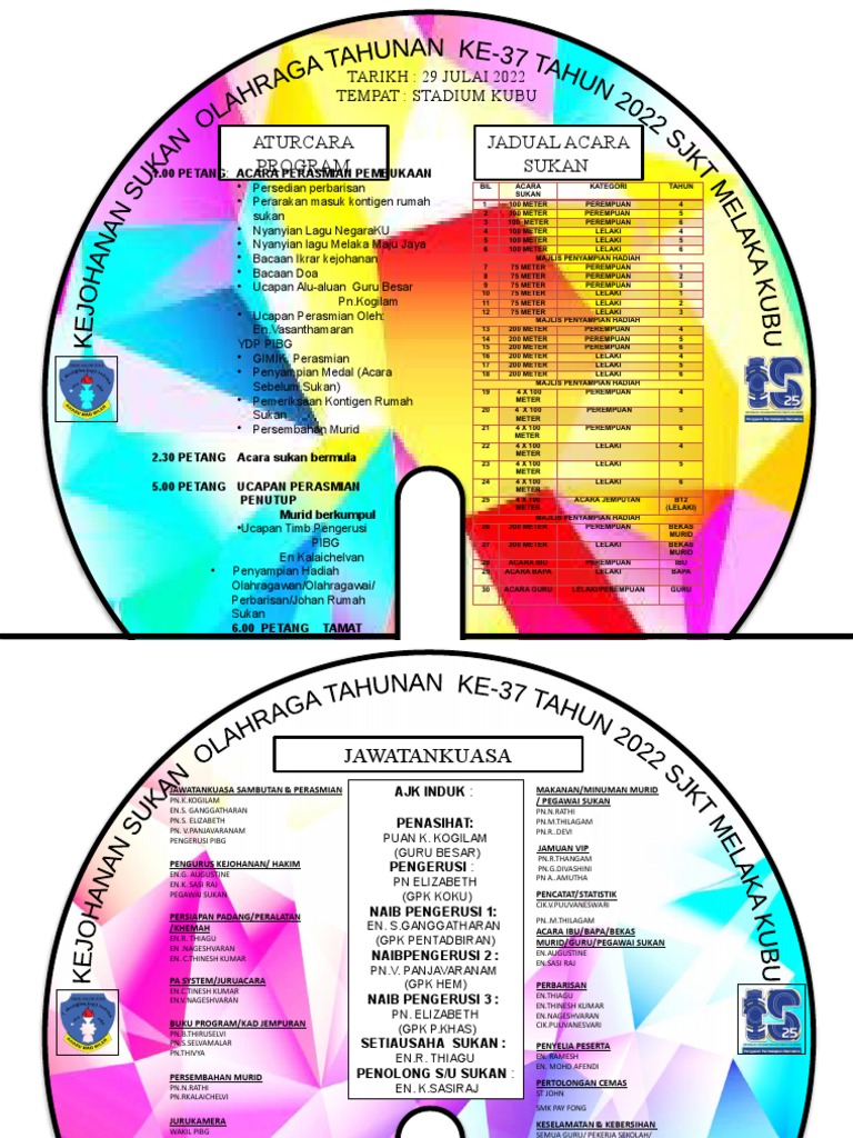 BUKU PROGRAM Sukan SJKT Melaka Kubu 1 | PDF