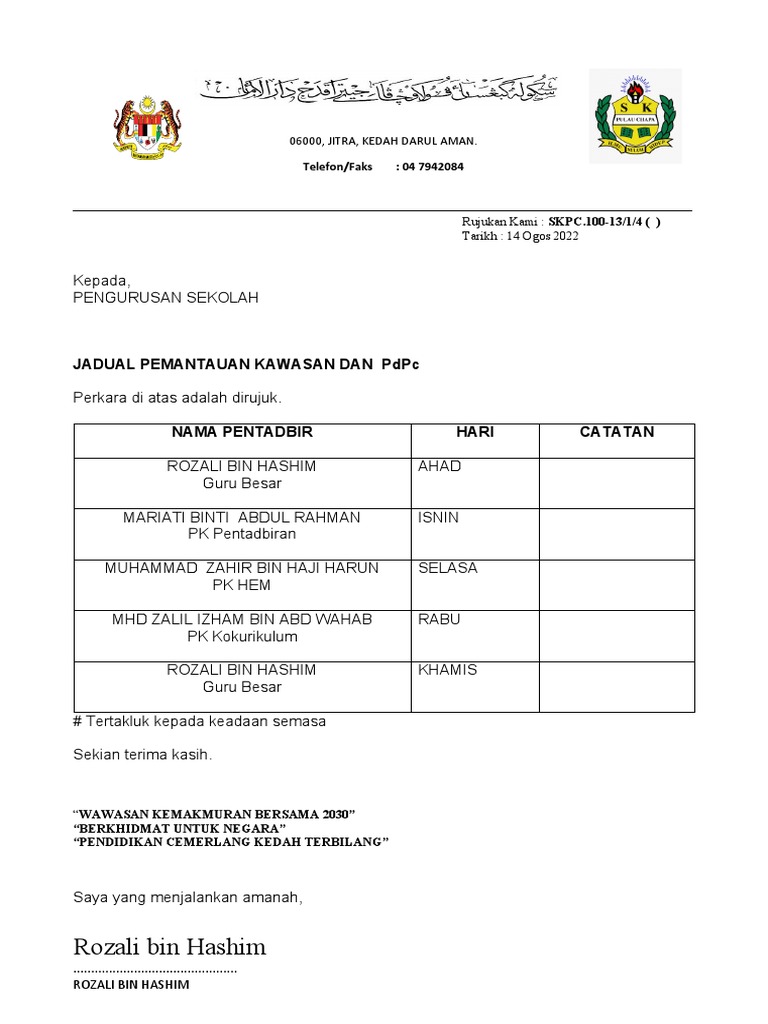JADUAL PEMANTAUAN DAN PDPC | PDF