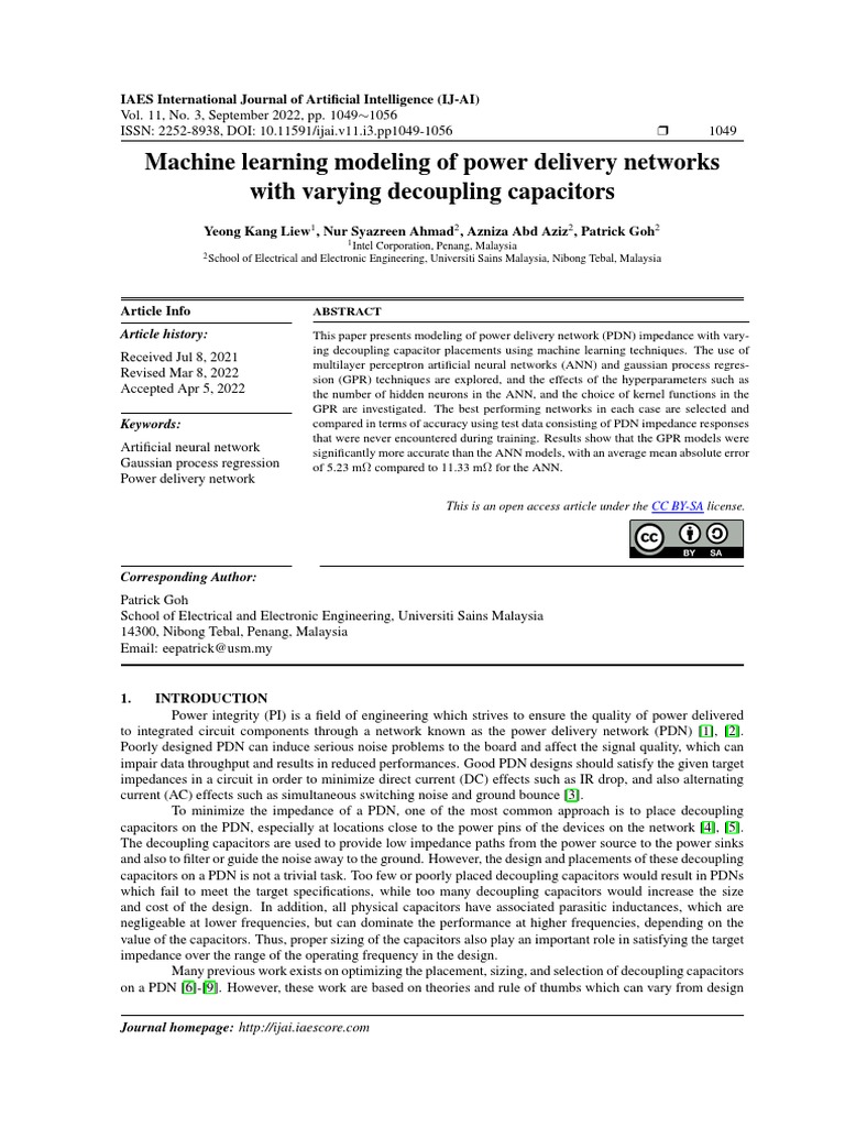 Machine Learning Modeling Of Power Delivery Networks With Varying Decoupling Capacitors Pdf