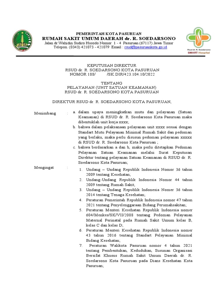 SK Pedoman Pelayanan (Satpam) | PDF