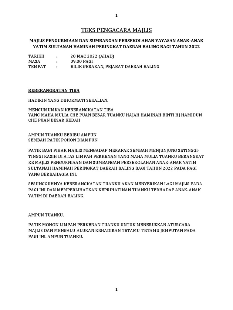 Teks Pengacara Majlis | PDF