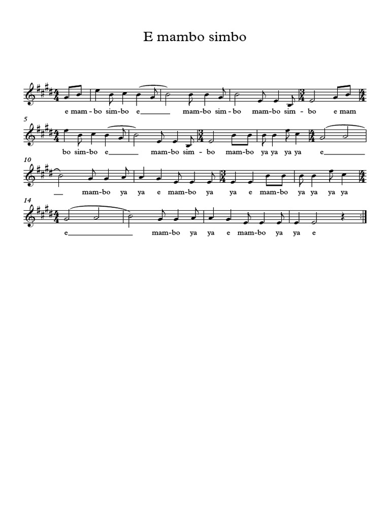 Lagu Papua - E Mambo Simbo - Do E | PDF