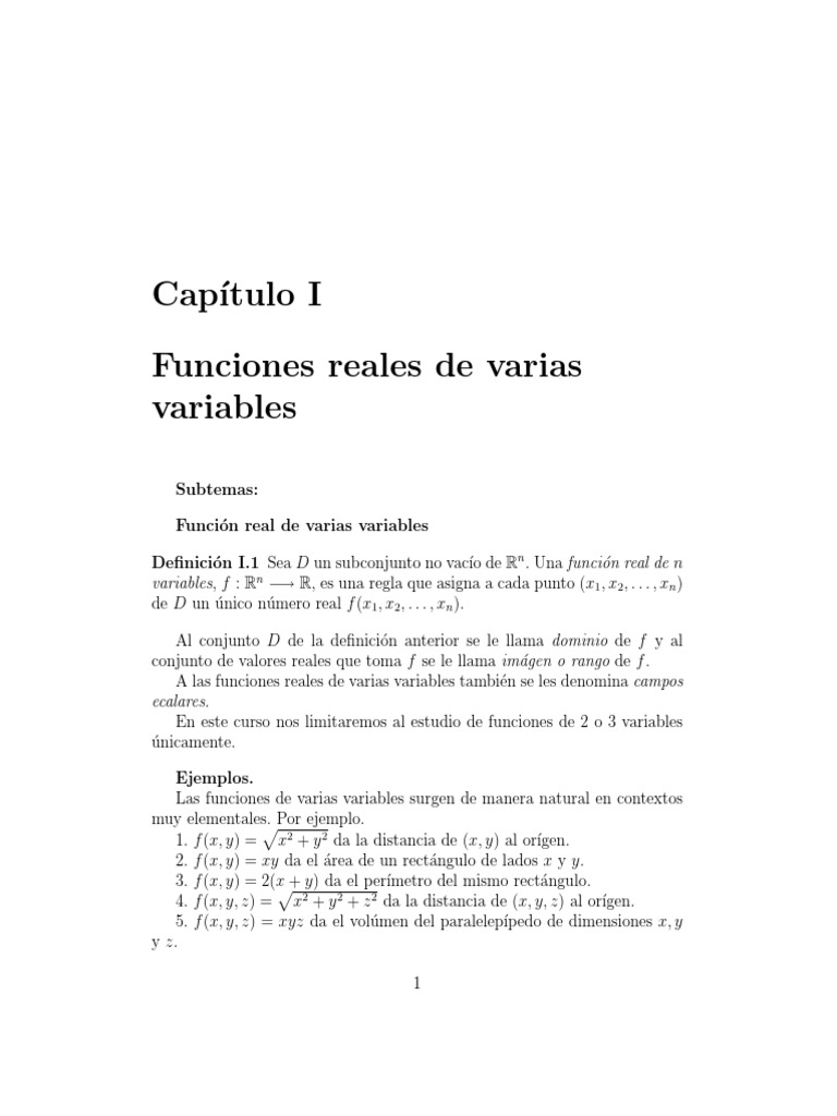 Funciones Reales de Varias Variables | PDF | Función (Matemáticas) | Curva