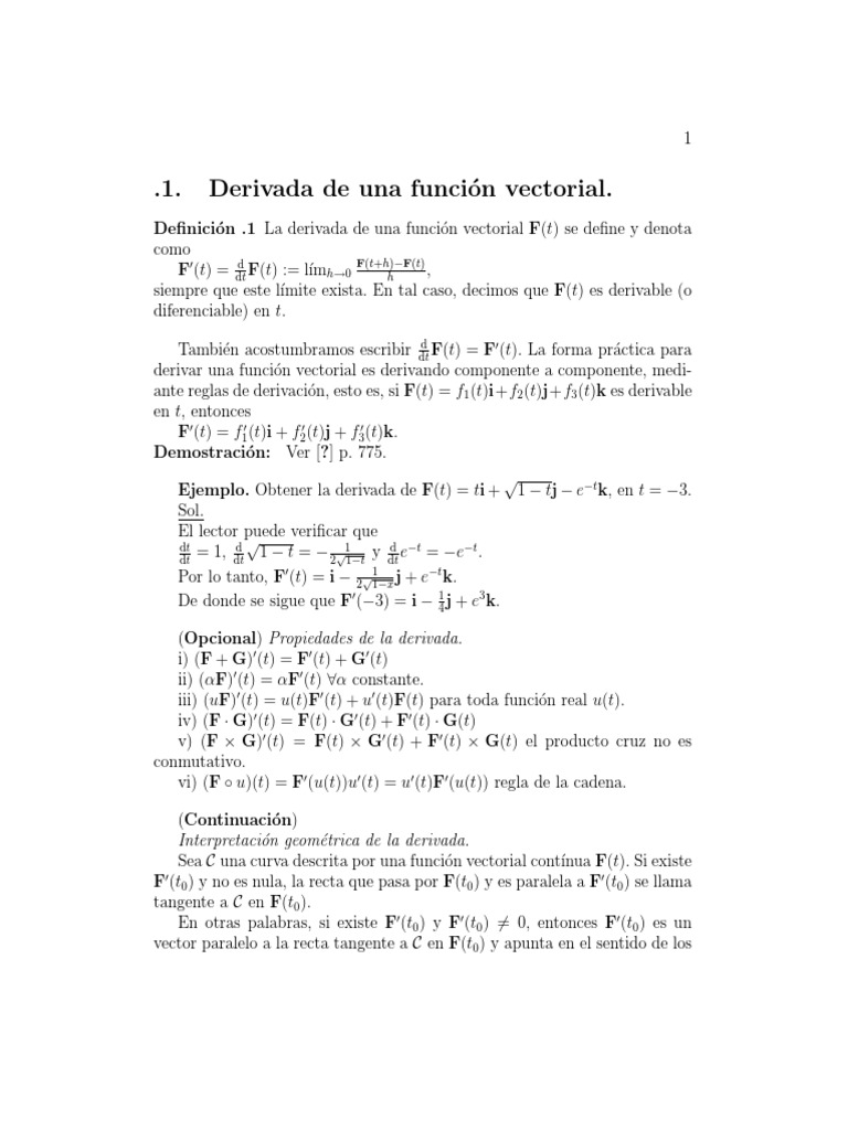Derivada de Una Funcion Vectorial | PDF | Tangente | Derivado