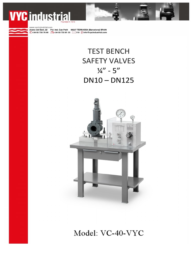 Safety Valve Test Bench VC-40-VYC Guide | PDF | Valve | Calibration