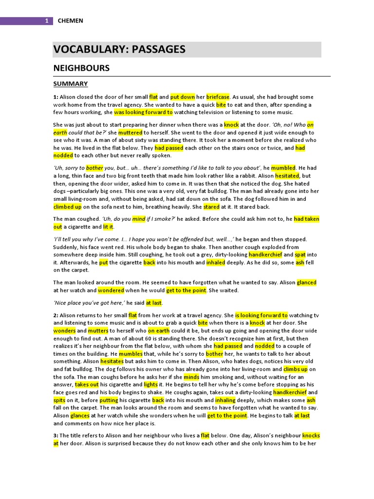 Vocabulary - Passages Test 2 | PDF | Marriage | Divorce