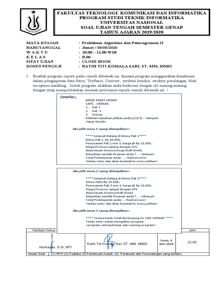 UTS Hanzhalah Prakt - Algoritma Pemrograman II R.06 | PDF