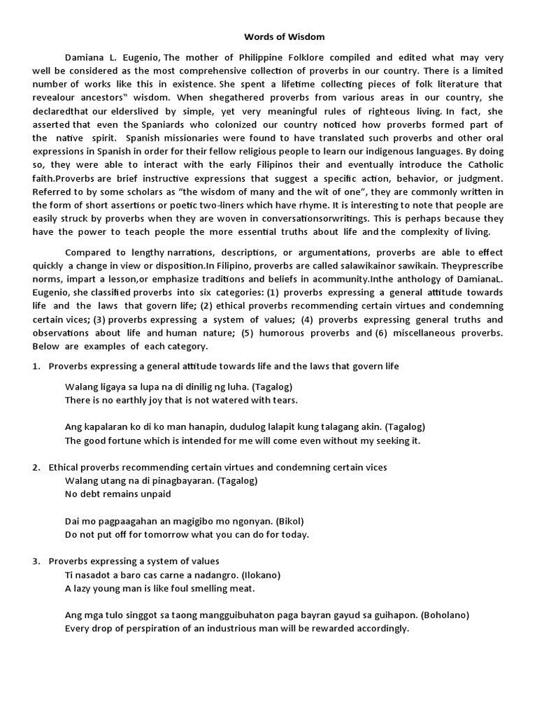 Words of Wisdom | PDF