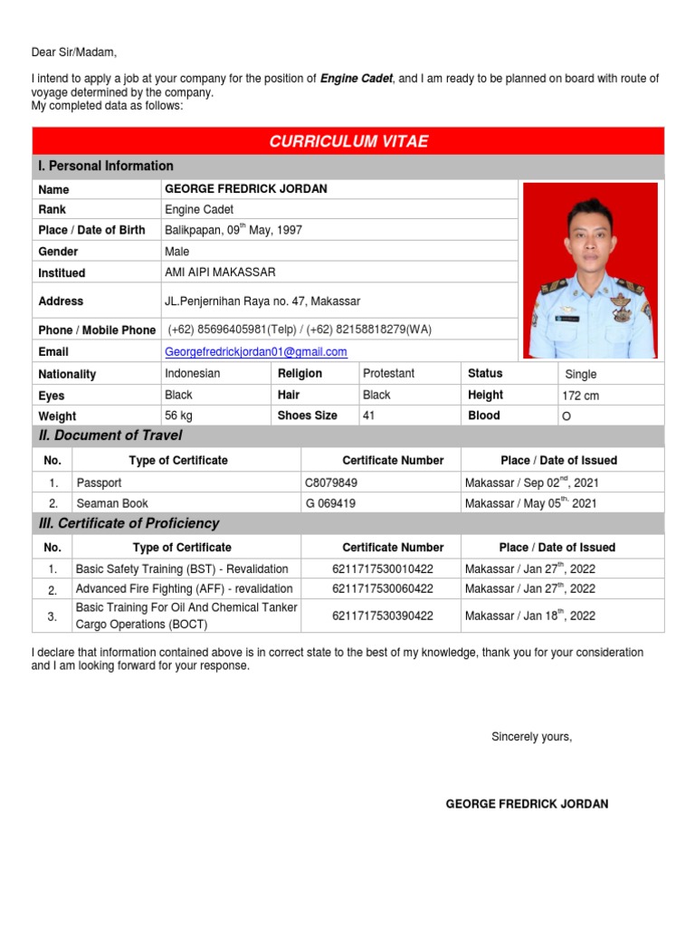 Curriculum Vitae: I. Personal Information | PDF