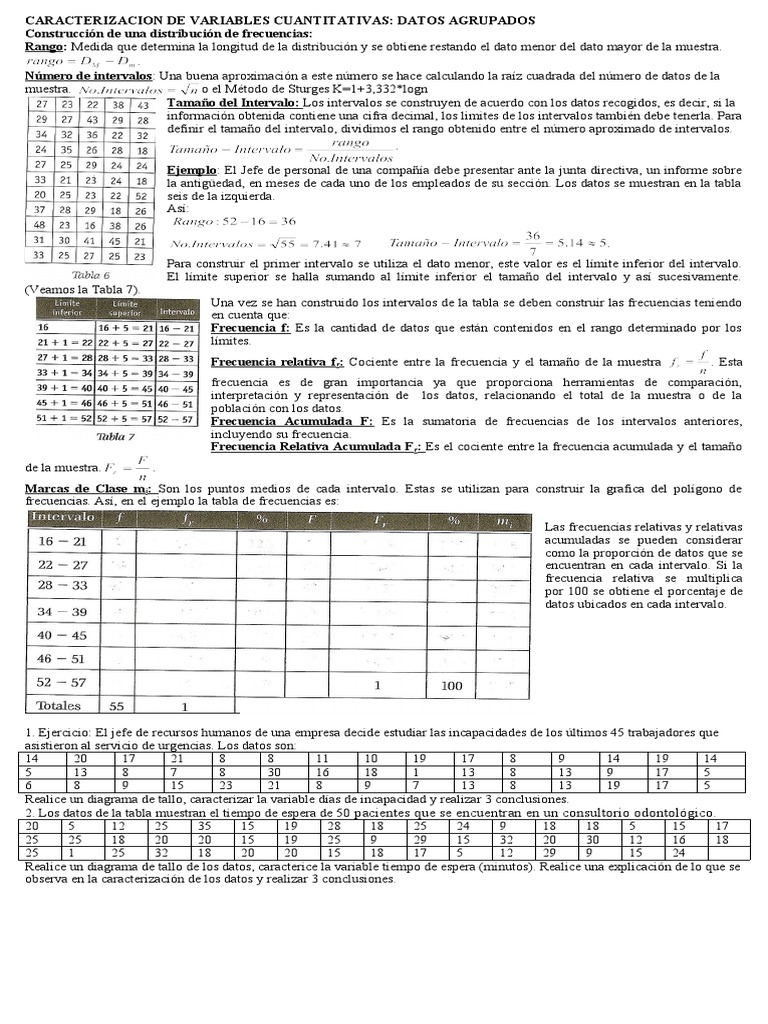Caracterizacion de Variables Cuantitativas | PDF | Frecuencia