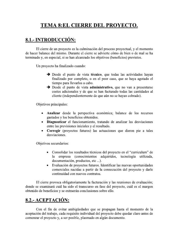 Ejemplos de Cierre de Proyecto | PDF