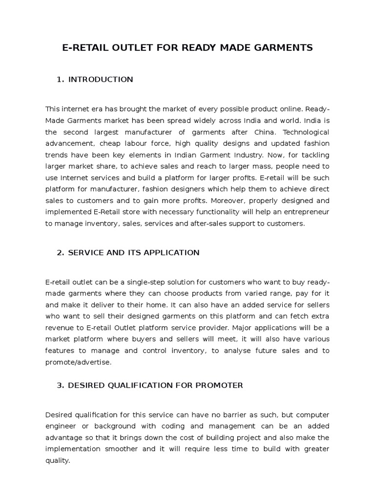 E-Retail Outlet For Ready Made Garments | PDF | Retail | Cloud Computing