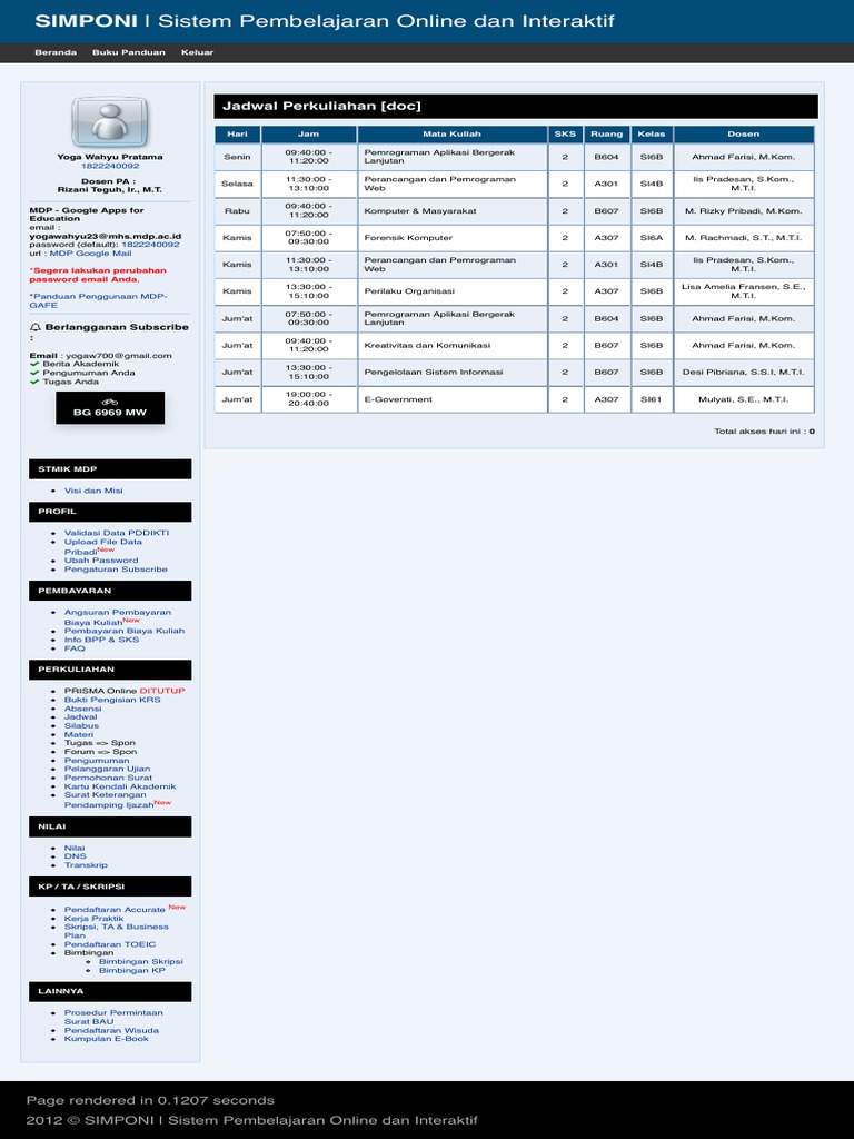 Panduan SIMPONI untuk Mahasiswa MDP | PDF