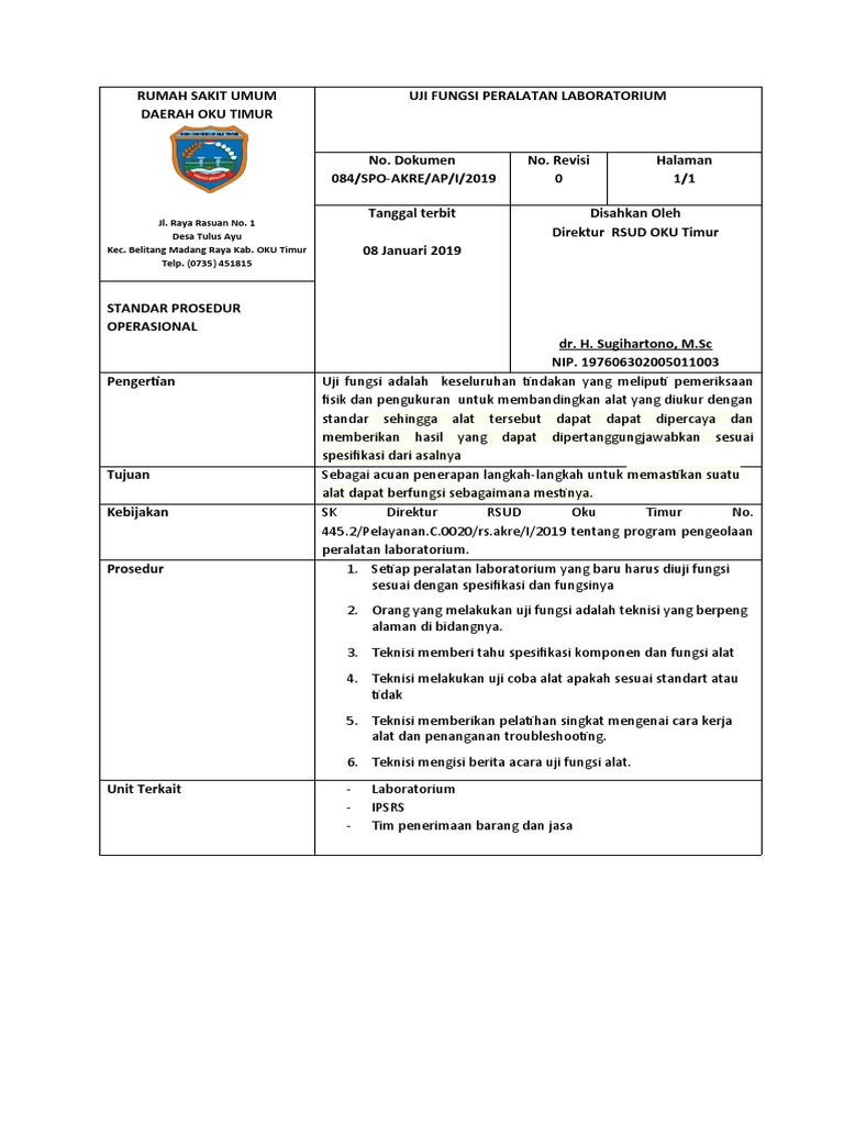 Sop Uji Fungsi | PDF