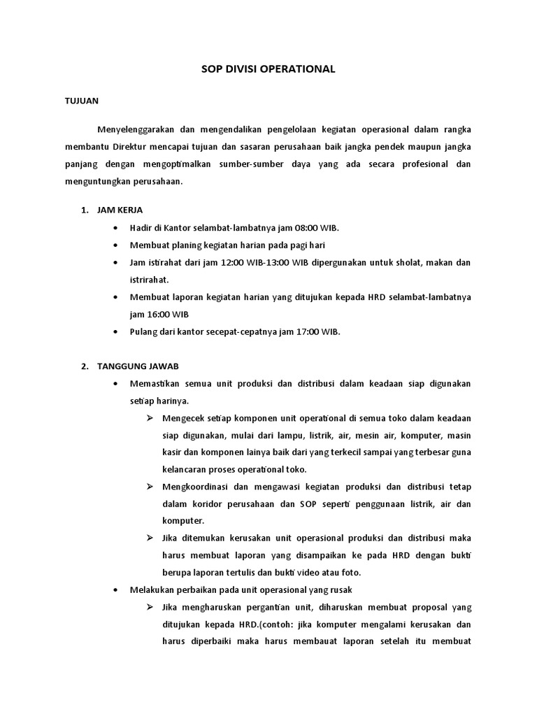 Rancangan SOP | PDF | Bisnis