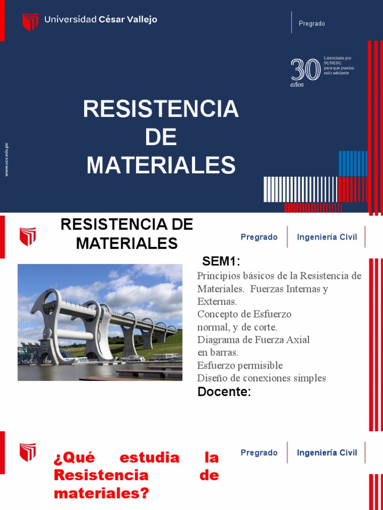 Sesión 1 - Resistencia de Materiales | PDF | Fuerza | Resistencia de materiales