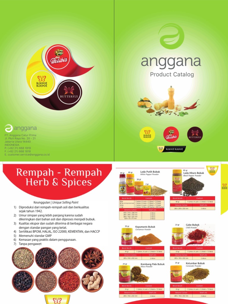Katalog Produk PT Anggana Catur Prima | PDF | Memasak, Makanan, & Anggur