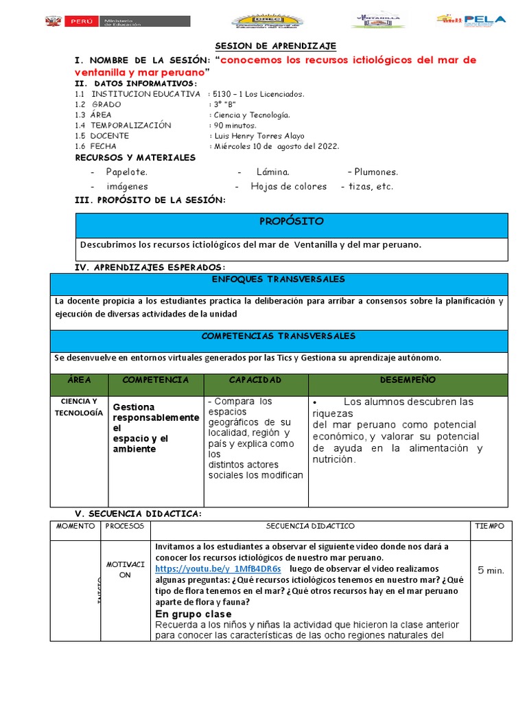 Sesión de Aprendizaje de Ciencia y Tecnología | PDF | Hidrología ...