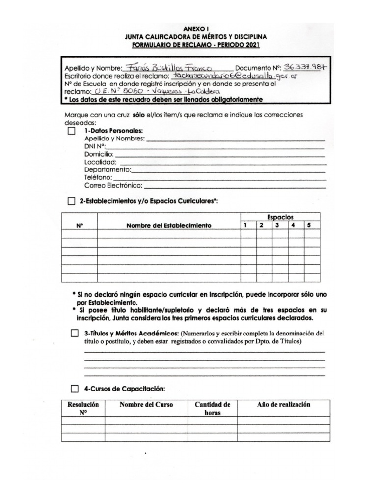 Formulario de Reclamo | PDF