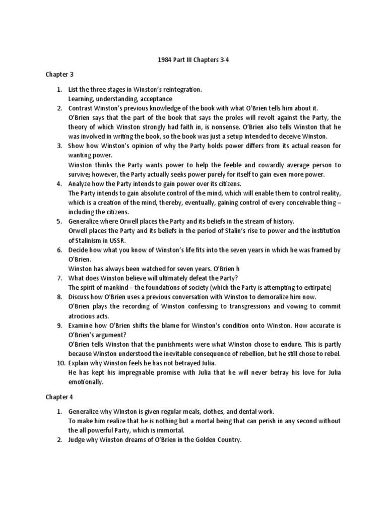 1984 Part III Chapters 3 4 | PDF | Faith | Mind