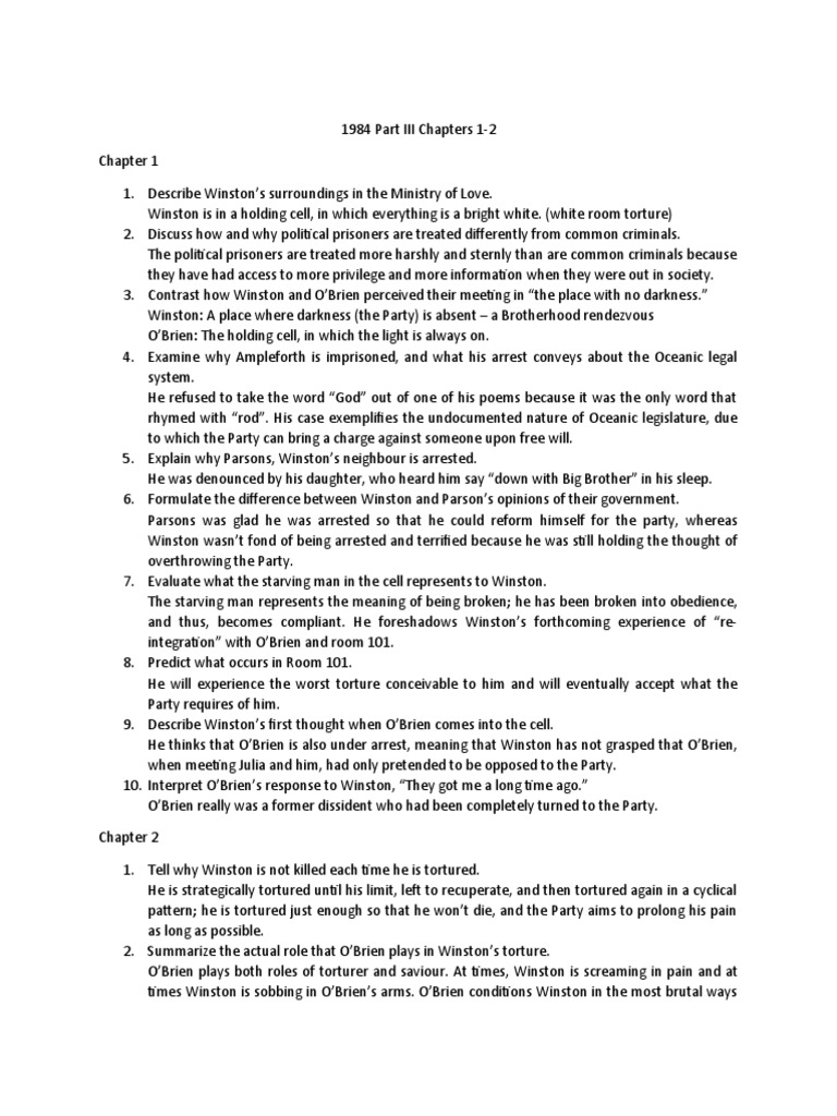 1984 Part III Chapters 1 2 | PDF | Thought