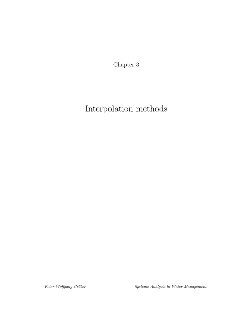 Interpolation Methods: Peter Wolfgang GR Aber Systems Analysis in Water ...