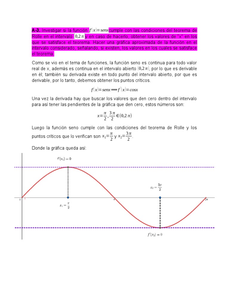 Teorema de Rolle en Función Seno | PDF