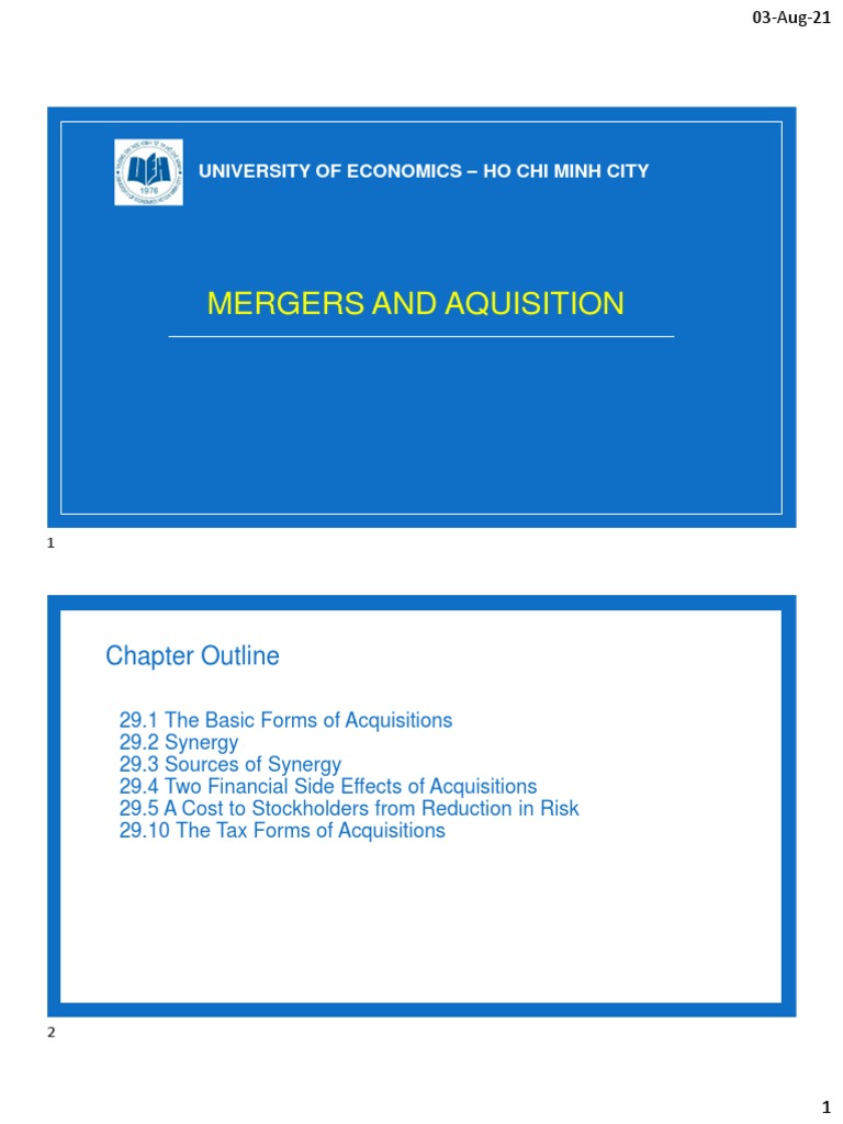 Lecture 29 - Merger and Aquisition | PDF | Mergers And Acquisitions | Takeover