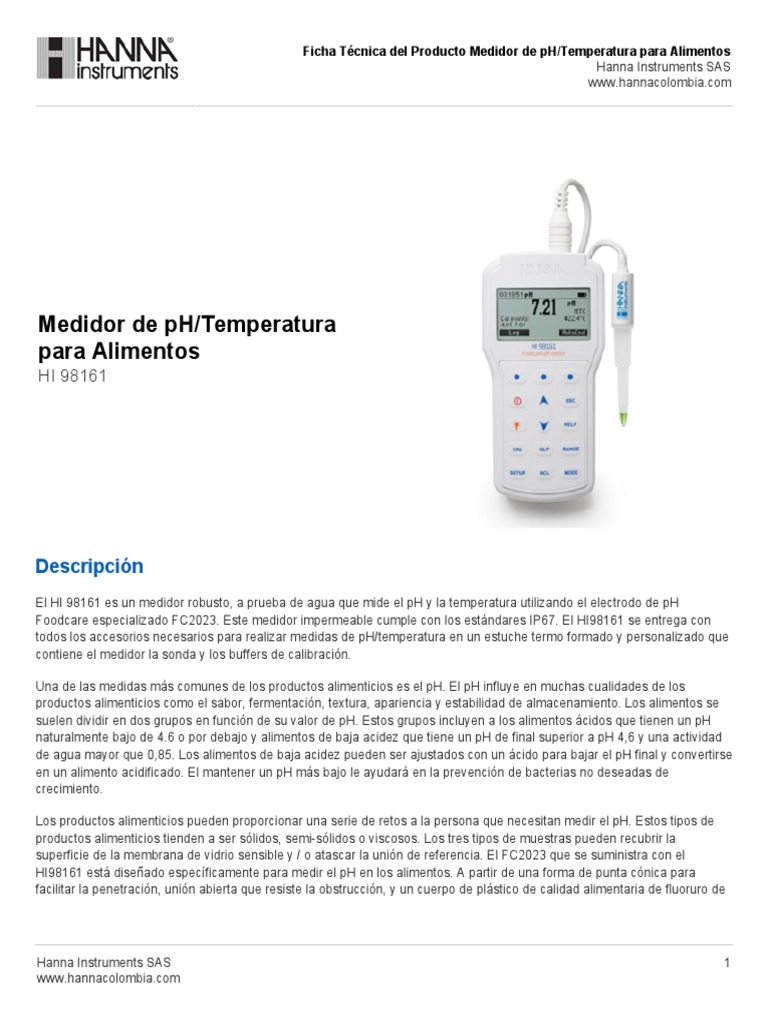 Ficha-Tecnica-Ph Metro | PDF | Alimentos | Ph