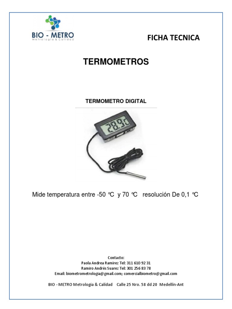 Ficha Tecnica Termometros | PDF | Tecnología