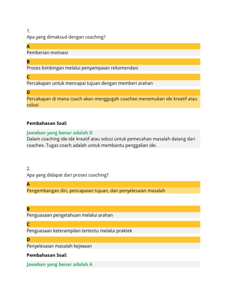 Kuis Modul 14 Coaching Pengembangan Tim Merdeka Belajar | PDF