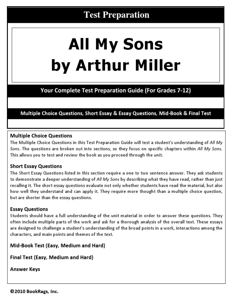 All My Sons Test Preparation Sample Pages | PDF