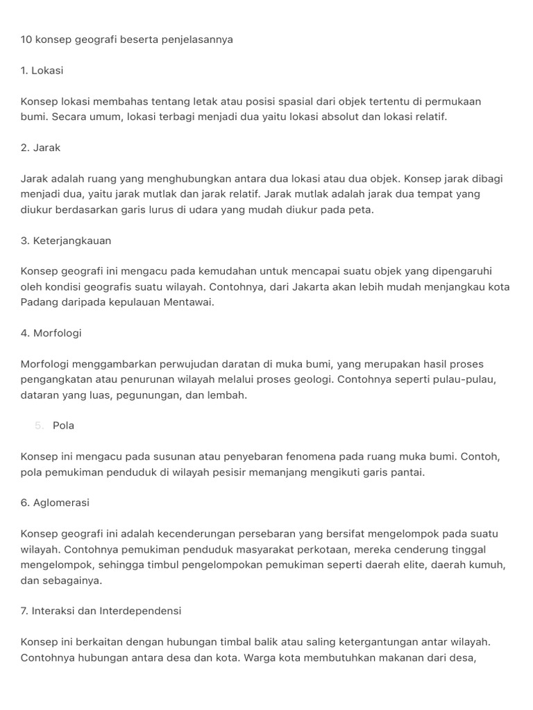 10 Konsep Geografi Beserta Penjelasannya | PDF