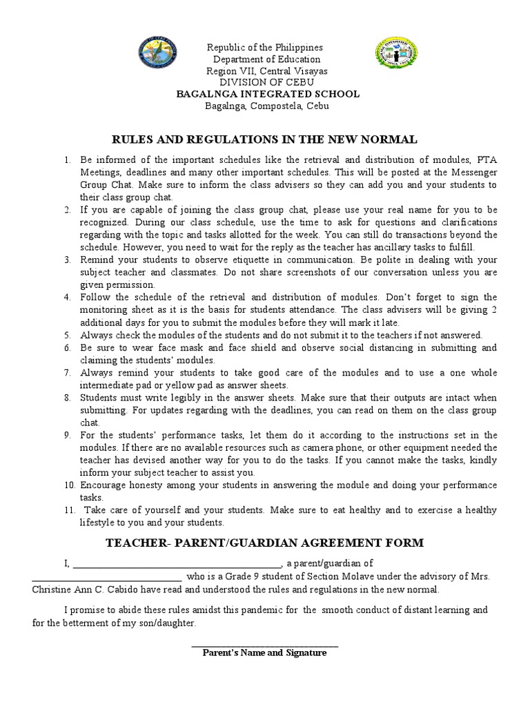 New Normal Rules for Distance Learning | PDF | Communication