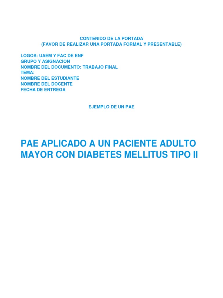 Ejemplo Pae DM Ii | PDF | Diabetes | Enfermería
