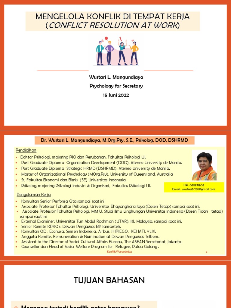Materi Mengelola Konflik Di Tempat Kerja (Conflict Resolution at Work ... Materi Mengelola Konflik Di Tempat Kerja (Conflict Resolution at Work ...