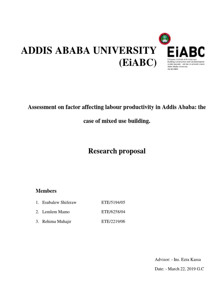 Addis Ababa University (Eiabc) : Research Proposal | PDF | Labour ...