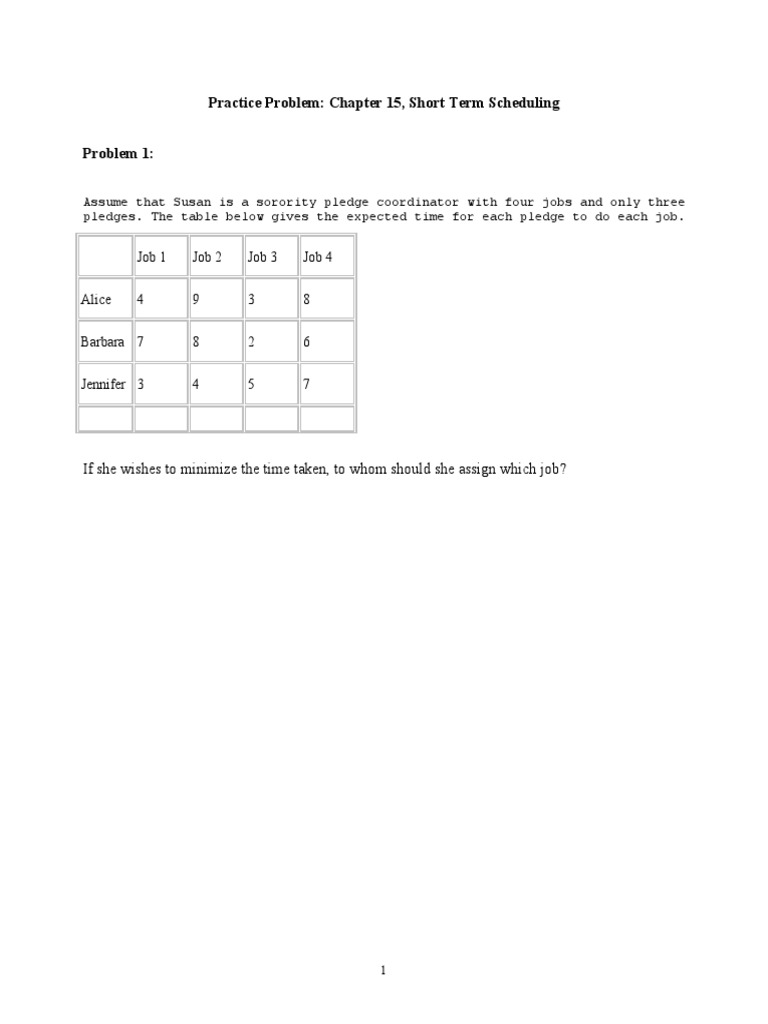 Practice Problem: Chapter 15, Short Term Scheduling Problem 1 | Download Free PDF | Computing ...