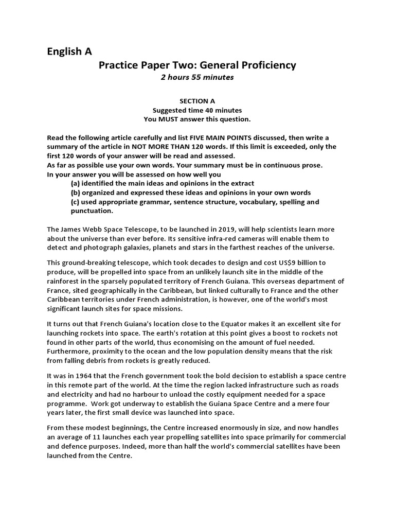 English A Practice Paper Two: General Proficiency: 2 Hours 55 Minutes ...