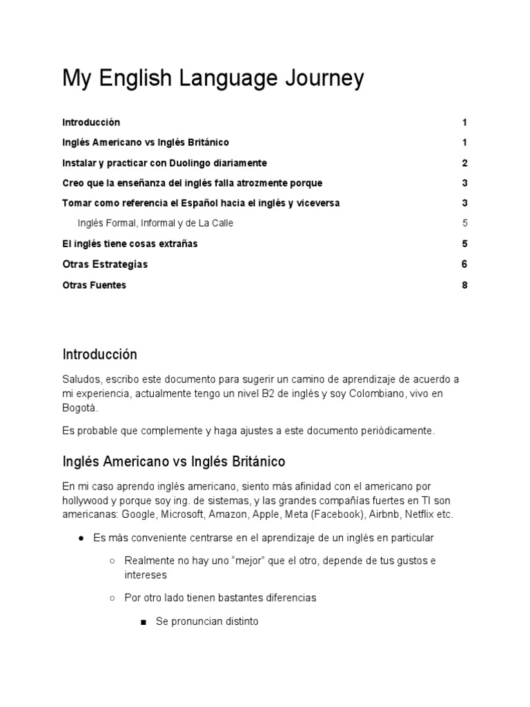 My English Langauge Journey | PDF | Lengua española | Idioma en Inglés