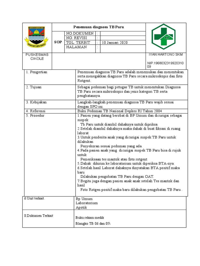SOP TBC - Penemuan Diagnosa TB Paru | PDF
