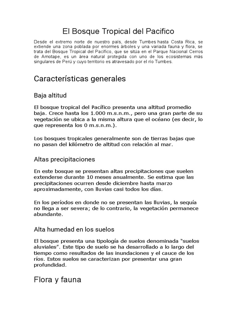 El Bosque Tropical Del Pacifico 2 | PDF | Zona tropical | Los bosques