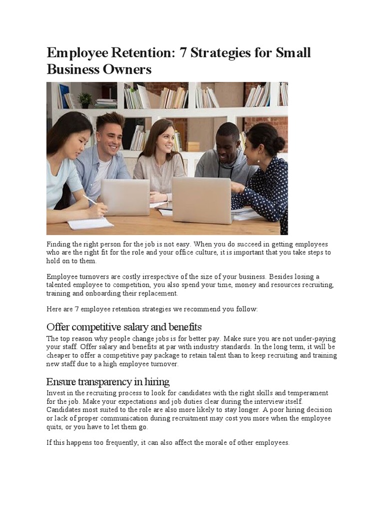 Employee Retention Strategies | Download Free PDF | Employee Retention | Employment