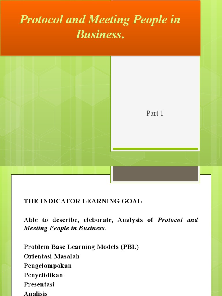 Protocol and Meeting People in Business | PDF | Etiquette | Understanding